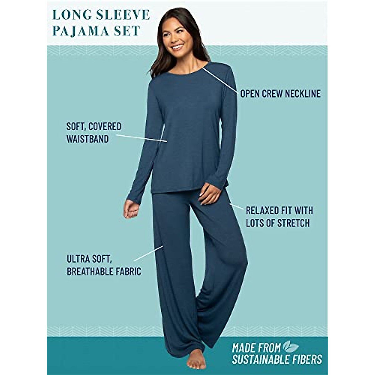Vanity Fair Women's Beyond Comfort Modal Pajama Set (Short & Long, Long Sleeve-Black, Medium