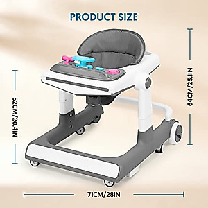Bellababy Baby Walker Foldable Adjustable Height, Multi-Function Anti-Rollover Toddler Walker, Suitable for All terrains for Babies Boys and Girls 7-15 Months