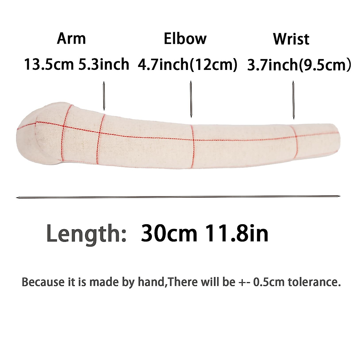 Parfumfloral Dress Form Soft arms for Sewing Female Dress Form Cotton Fabric Fully pinnable (NOT Adult Size 30cm) Sewing arm Long Sleeve Draping Mannequin Hand (Beige, 1:2)