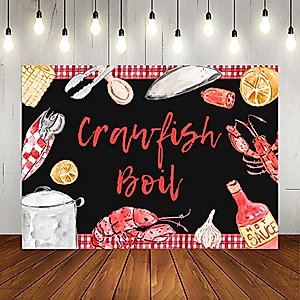 Lofaris Crawfish Boil Backdrop Sign Large Block Party Birthday Banner Decoration Crawfish Boil Party Supplies Photograph Background Indoor Outdoor Banner Decorations Cake Table Studio Props 7x5ft
