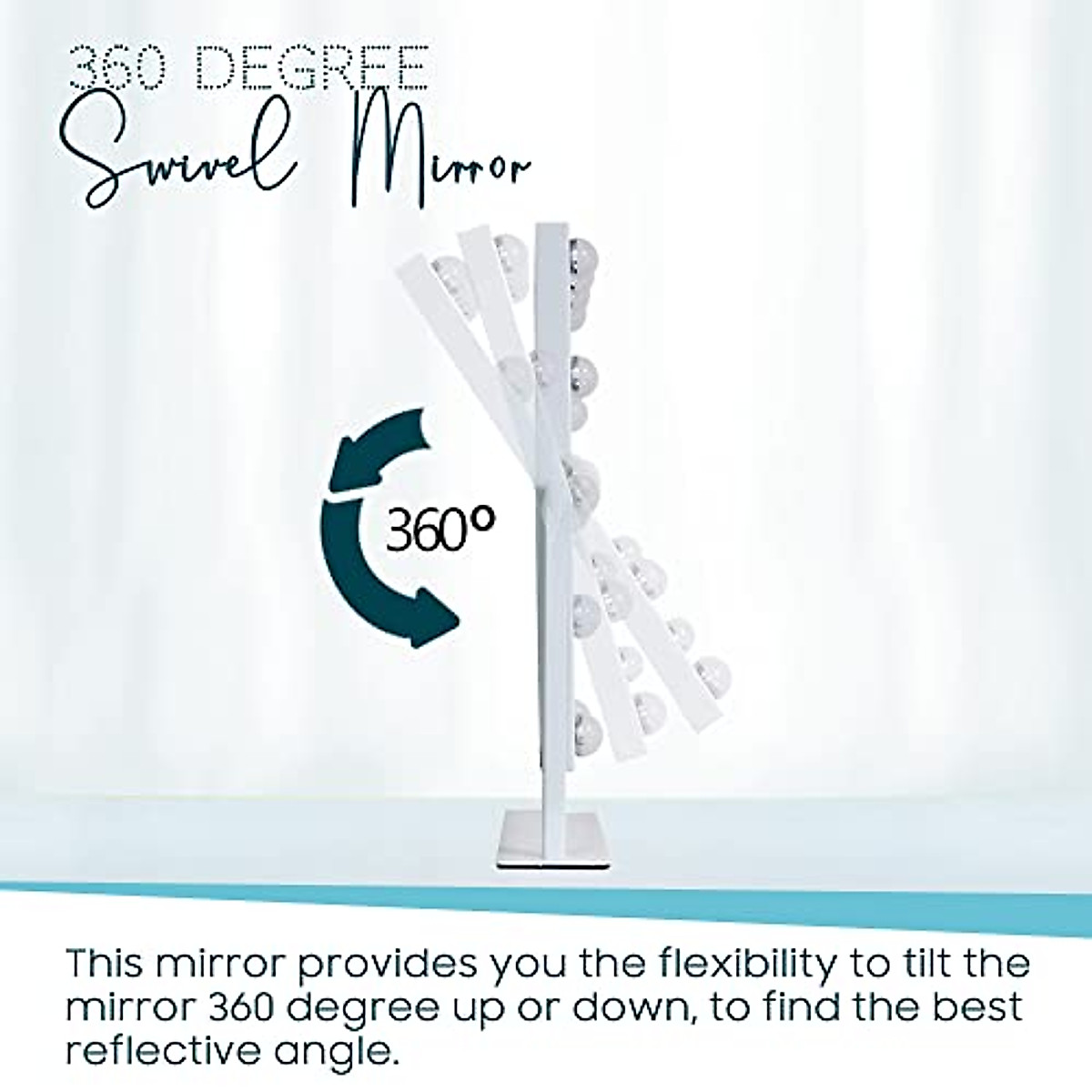 Impressions Vanity Hollywood Tri-Tone XL Makeup Mirror with 12 LED Bulbs, Dressing Mirror with 360 Degree Swivel (White)