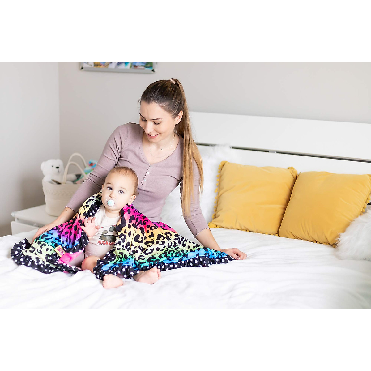 CandyJane Baby Blanket for Girls, Infant, Toddler, Rainbow Leopard Print, Super Soft Minky Fabric, 30 X 40 Inch (CJLBB1984)