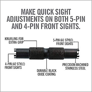 Real Avid Front Sight Adjuster: universal tool for adjusting A1 and A2 Type Front Sights (4-prong and 5-prong BUIS), Black/Tan