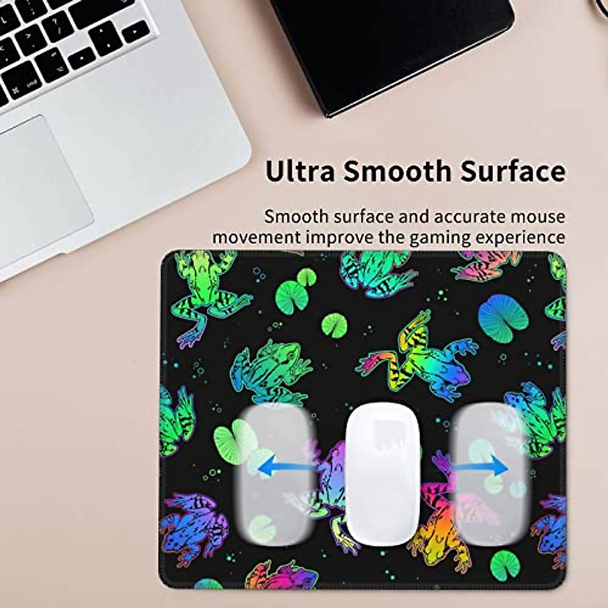 Water Lily Leaves and Frogs Mouse Pad with Stitched Edges Laptops Keyboard Mouse Mat Desk Pad Gaming Mouse Pad