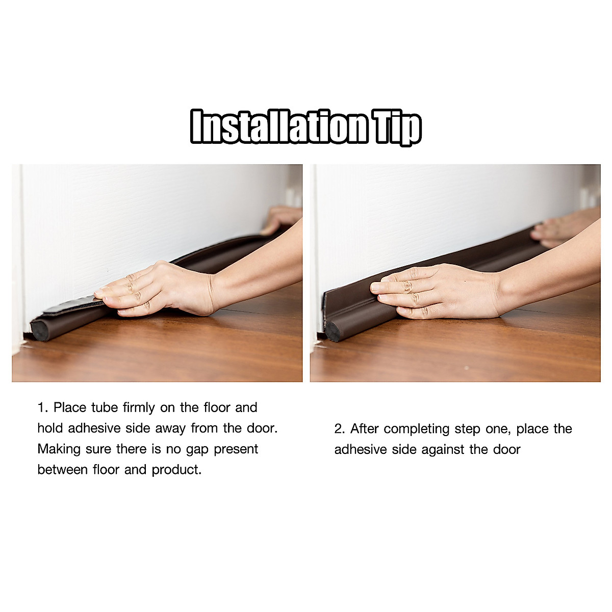 deeTOOL MAN Door Draft Stopper 36" : One Sided Door Insulator with Hook and Loop Self Adhesive Tape Seal Fits to Bottom of Door/Under Door Draft Stopper (Brown)