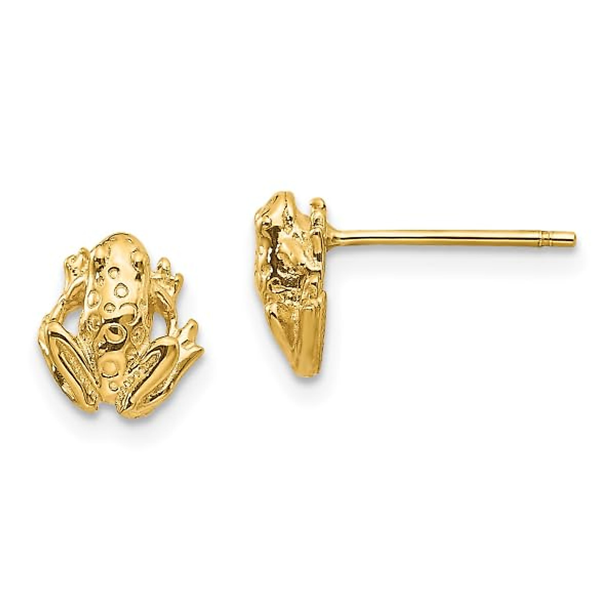 14K Yellow Gold Small Frog Stud Earrings