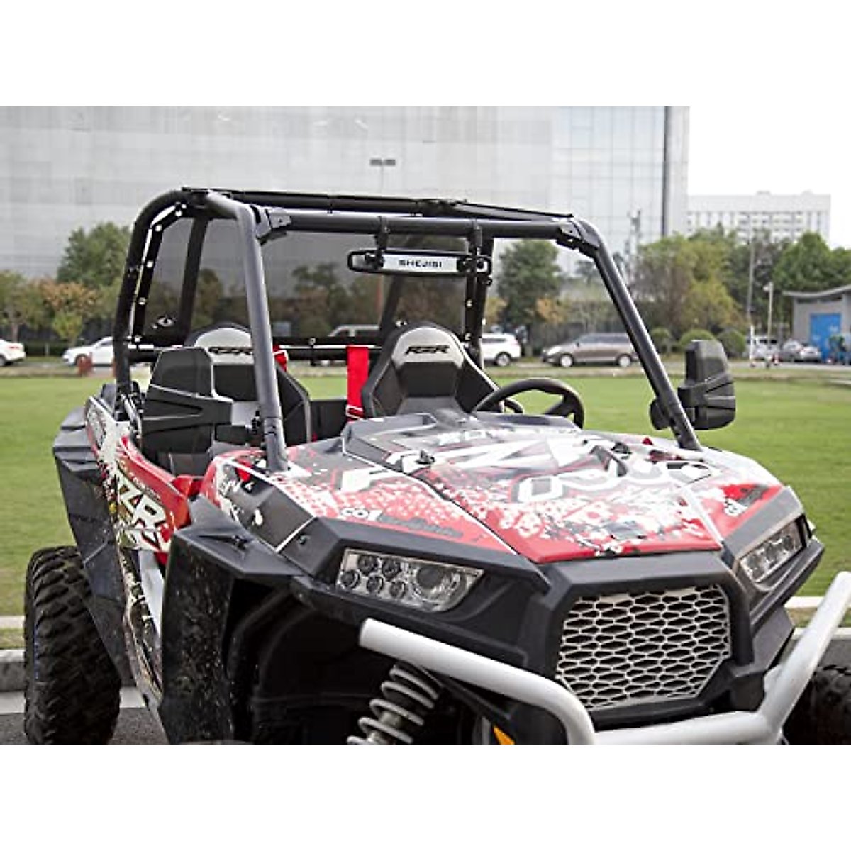 SHEJISI UTV Side Mirrors, You No Longer Need to Adjust by Hand，Innovative Automatic Reset Function, for 1.5"-2.0" Roll Cage, Compatible with Polaris RZR, Can Am Maverick, Honda Pioneer, Kawasaki Mule