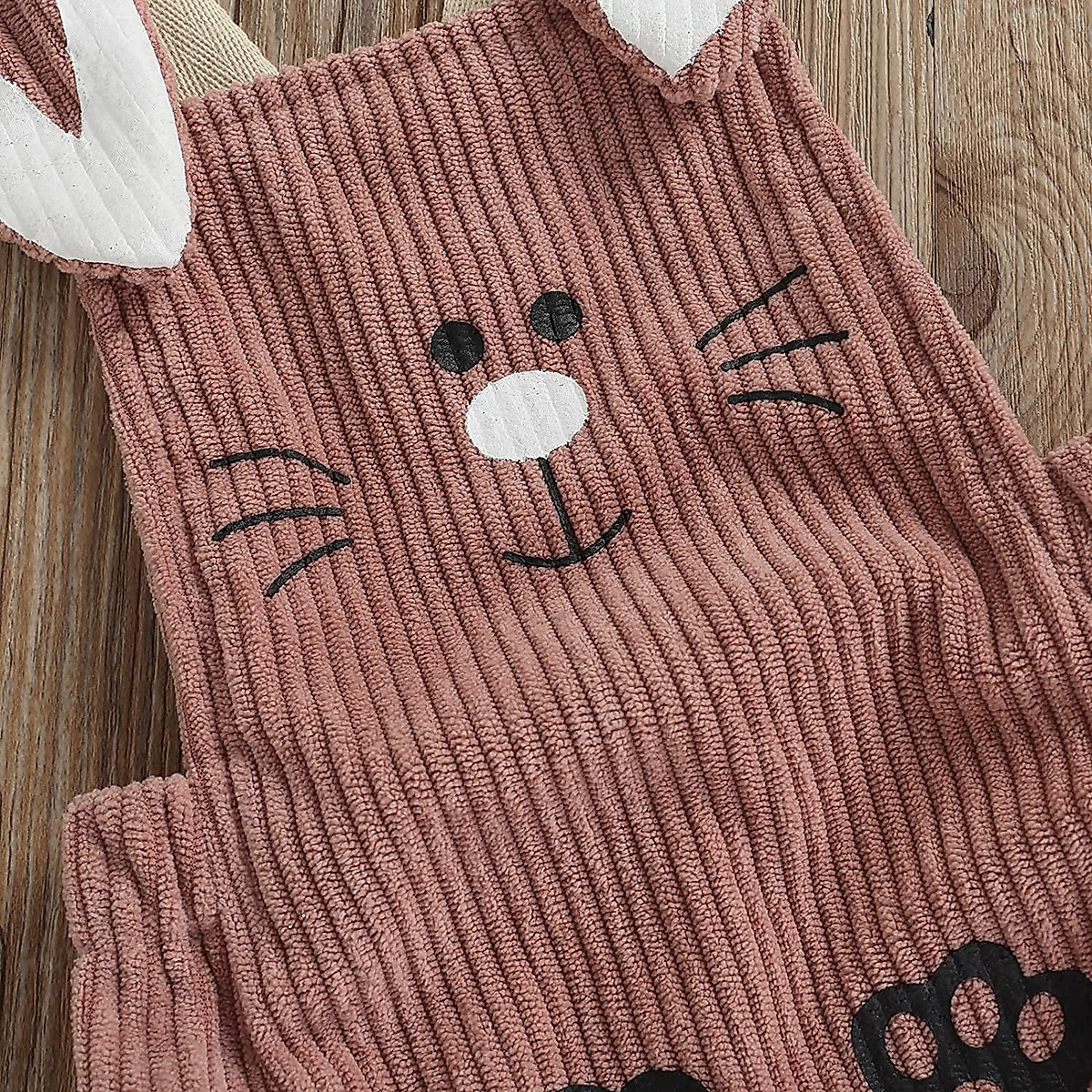 TROSJ Newborn Baby Boy Girl Easter Outfits Sleeveless Button Corduroy Cartoon Bunny Romper Bodysuit Summer Clothes 0-12M (Pink, 0-3 Months)