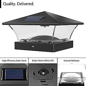 Davinci Lighting Classic Solar Outdoor Post Cap Lights - 4x4 5x5 6x6 - Bright LED Light for Fence Deck Garden or Patio Posts - Slate Black (4 Pack)