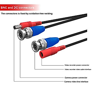 Tainston 4 Pack 200 Feet BNC Video Power Cable Wire Video Security Camera Wire with Connectors for CCTV Camera DVR Surveillance System