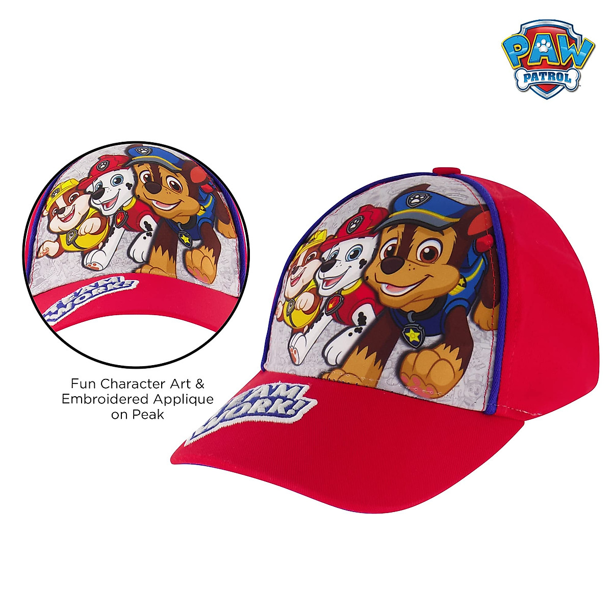 Nickelodeon Little Baseball Cap, Paw Patrol Marshall Adjustable Toddler Boy Hats for Kids, Red, Ages 2-4 and Ages 4-7