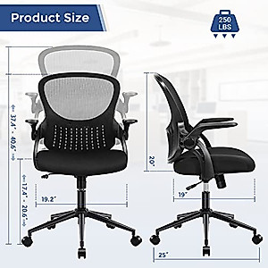 ZUNMOS Home Office Ergonomic Mesh Computer Desk High Back Swivel Task Executive Chair with Soft Armrests Padded Lumbar Support and Adjustable Rotatable Headrest, Black