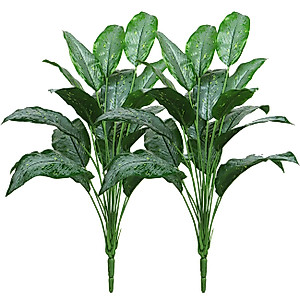Beebel Artificial Plants Shrubs Stems Taro Leaf Faux Ficus Plant Indoor Outdoor Greenery for Floral Arrangement Farmhouse Home Garden Wedding Patio Indoor Decor