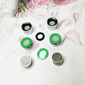 4pcs Faucet Aerators, 2pcs Aerator Filter Replacement Parts, with Brass Housing, 2pcs 15/16 Inch Male and 2pcs 55/64 Inch Female Bathroom Aerator Faucet Filters with Gaskets,for kitchen bathroom