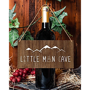 Little Man Cave Wall Sign, Woodland Boy Nursery, Toddler Boys Room, Baby Boys Room Wall Decor Farmhouse Rustic Wall Art Wooden Sign, 10" X 5" Wood Plaque Wall Hanging Sign(Hb11)