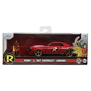 DC Comics 1:32 1969 Chevy Camaro Die-cast Car w/ 1.65" Robin Figure, Toys for Kids and Adults