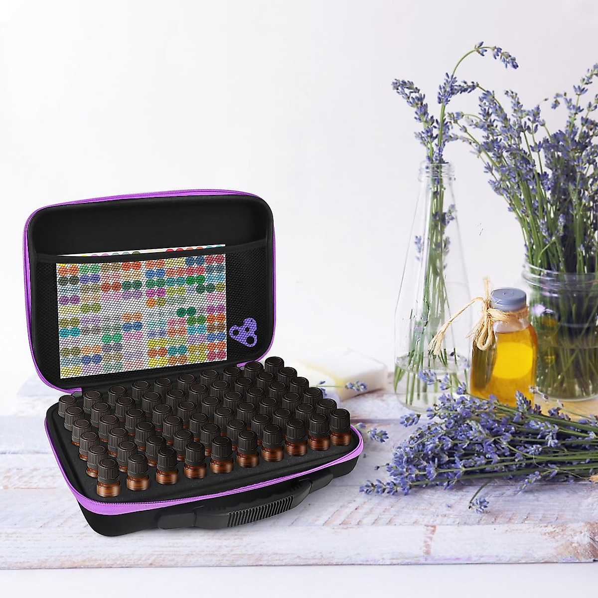 60 Bottle Essential Oil Storage Organizer Carrying Case, Essential Oils Holders Organizer Essential Oil Bag Holds 5ml 10ml 15ml Oils Bottle,Compatible with do Terra,Young Living,Vallejo,Army Painter