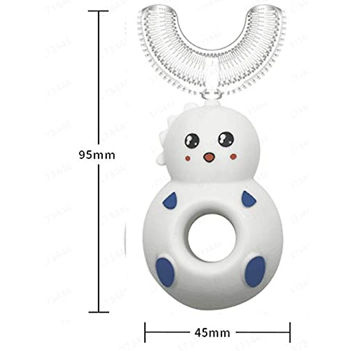 Aoyuexi Children's U-Shaped Toothbrush for 0-12 Years Old Kids - Dinosaur/Donut U Shape Whitening Massage Toothbrush Soft Silicone Brush Head, 360° Oral Teeth Cleaning Design for Toddlers (C)