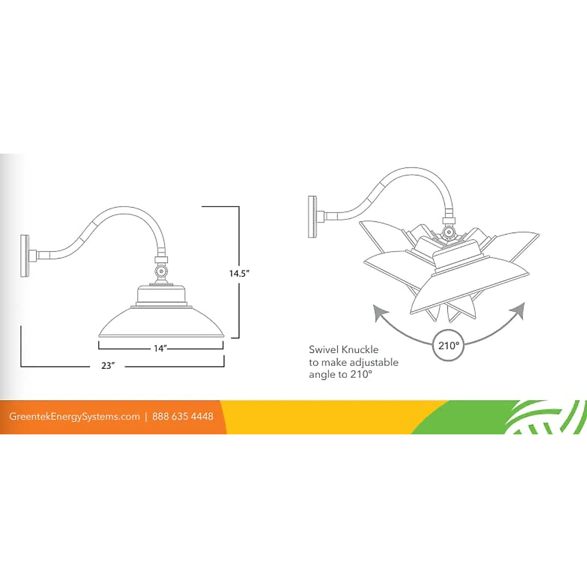 GREENLIGHTDEPOT LED Gooseneck Barn Light - 35W - Swivel Head