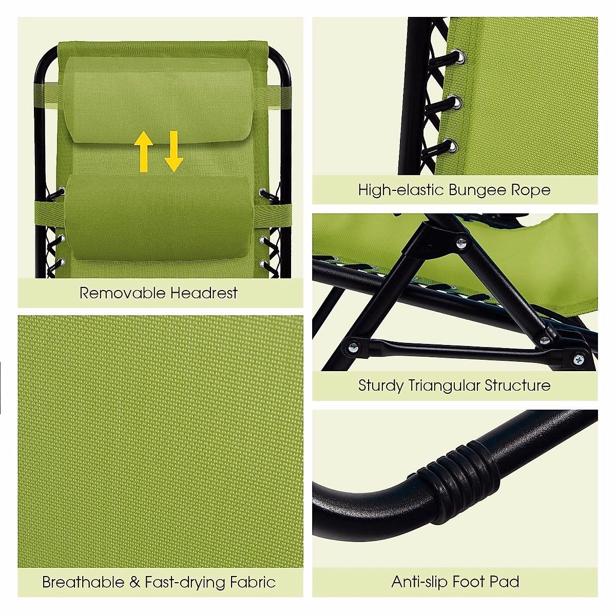 Goplus Zero Gravity Lounge Chairs, 160°Adjustable Folding Recliner w/Pillow and Cup Holder, 350LBS Comfy Outdoor Lounge Chairs for Patio, Lawn, Yard & Camp(1, Green)