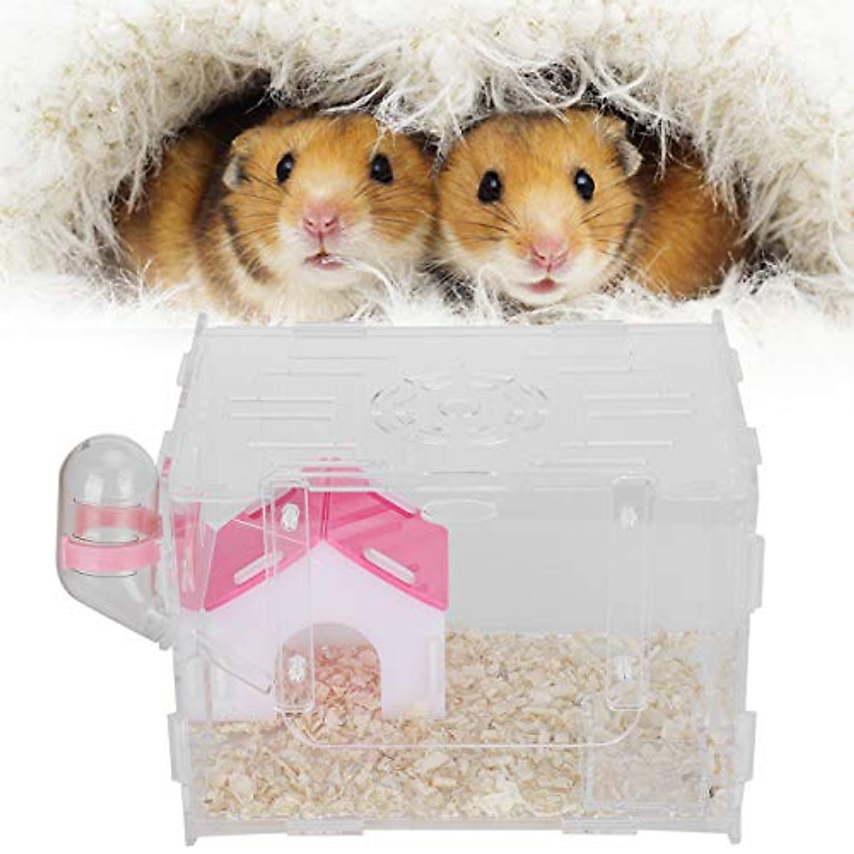 Hamster Single Layer House, Single Layer Pet Cage Transparent Hamster Cage, Hamster Supplies with Feeding Basin Acrylic Aquarium Aniamals Pets for Fish Tank(Small)