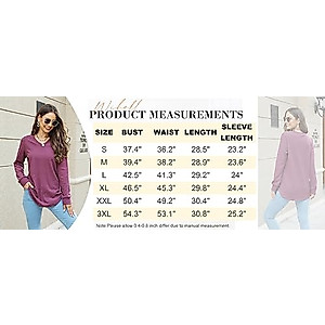 WIHOLL Shirts for Women V Neck Loose Casual Tunic Sweatshirts Trendy Gray XL