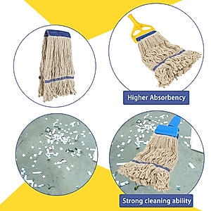 LISHINE 6 Pcs Mop Head Replacement Commercial Heavy Duty Mop Head for Floor Cleaning Wet Industrial White Cotton Loop-End String Wet Mop Head for Home, Industrial Cleaning