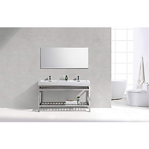 Cisco 60" Double Sink Stainless Steel Console with Acrylic Sink - Chrome
