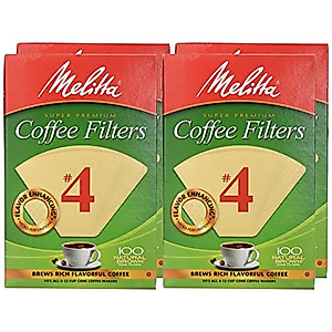 Melitta Cone Coffee Filters, Natural Brown #4, 100 Count (Pack Of 6)