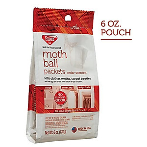 Enoz Moth Ball Packets, Kills Clothes Moths and Carpet Beetles, No Clinging Odor, Cedar Scented, 6 Oz (Pack of 6)