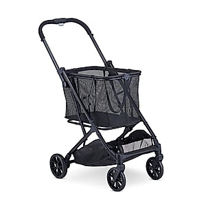 Joovy Boot Shopping Cart Featuring 70 lbs Total Weight Capacity, Stylish Removable Tote, Swivel Tires for Easy Steering, One-Handed Compact Fold, and One-Step Parking Brake (Black Frame)
