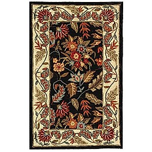 SAFAVIEH Chelsea Collection Accent Rug - 2'6" x 4', Black, Hand-Hooked French Country Wool, Ideal for High Traffic Areas in Entryway, Living Room, Bedroom (HK141B)