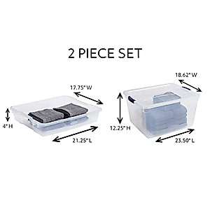 Rubbermaid 71 Qt. Cleverstore Clear Bundle with Tray Inserts, Pack of 4, Clear Plastic Storage Bins with Built-In Handles to Maximize Storage, Great for Large and Small Items