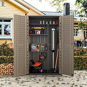 ADDOK Metal Shelve Laminate kit,Vertical Outdoor Storage Cabinet Specialized,68” x 46” x 15”(Black)