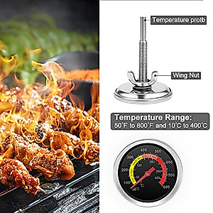 DOZYANT BBQ Charcoal Grill Smoker Temperature Gauge Pit Barbecue Thermometer Fahrenheit and Heat Indicator for Meat Cooking Port Lamb Beef, Stainless Steel Temp Gauge