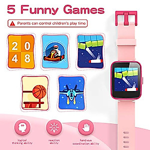 AGPTEK Kids Smart Watch for 3-12 Years Old, Kid Smartwatches with HD Dual Camera, Touchscreen, Educational Games, Music Player, Toddler Watch Learning Toys Birthday for Girls