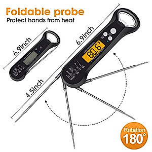 OWOXER Digital Meat Thermometer, Instant Read Food Thermometer with Probe, Waterproof Cooking Thermometer with Backlight, Professional Grill Thermometer for Kitchen, Outdoor and BBQ
