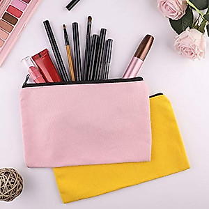12 Pack Blank DIY Craft Bag Canvas Pen Pencil Case, Multipurpose Cotton Canvas Makeup Bag Cosmetic Travel Organizer with 6 Colors, 8.26 x 5.12 inches (Set 2)