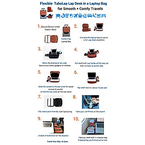 Portable Laptop Lap Desk & Sleeve in One | TaboLap Computer Sleeve Convertible to a Non-Slip LapDesk w/a Bottle Cup Holder & 2 Retractable Trays to Left/Right | 13 Inches | Black Neoprene