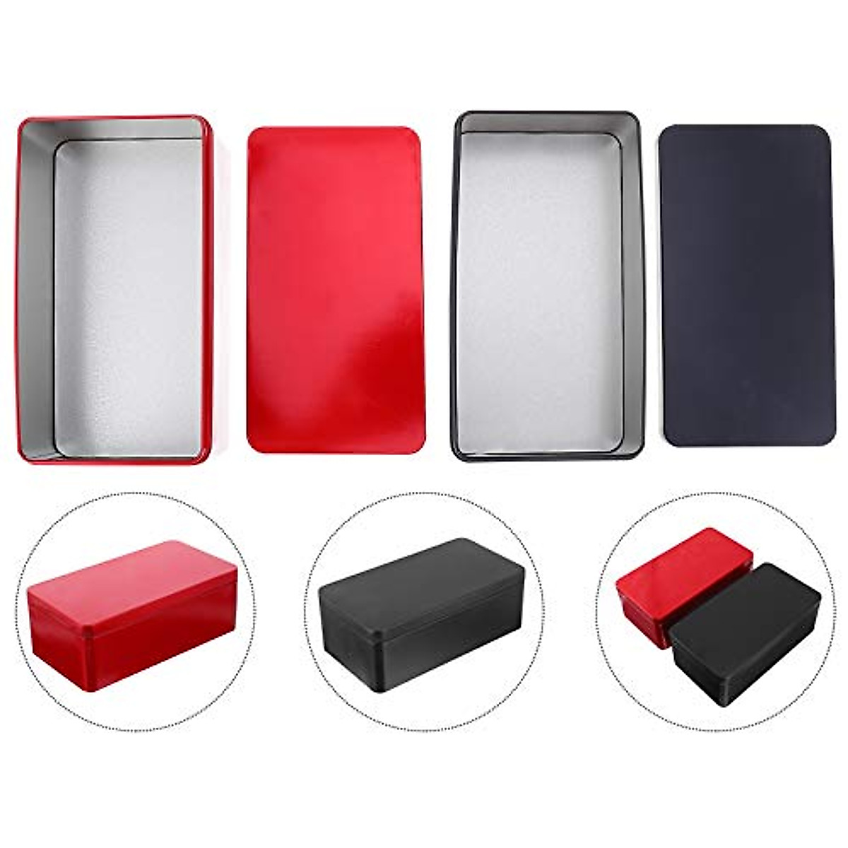 Hemoton 2pcs Metal Rectangular Empty Hinged Tins Box Containers Empty Tin Storage Container for Treats Candy Gifts Favors Red+ Black