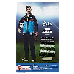 Barbie Signature Fashion Doll, Ted Lasso Wearing Blue Tracksuit with AFC Richmond Logo, Collectible in Displayable Packaging