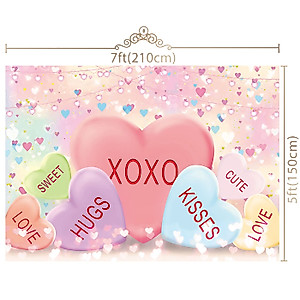 Maijoeyy 7x5ft Valentine's Day Backdrop Sweethearts Candy Conversation Hearts Photography Background for Baby Shower Kids Family Valentine's Day Party Photo Studio Props