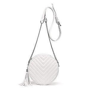 Crossbody Bags for Women Round Purse Quilted purse, Faux Leather, with Tassel