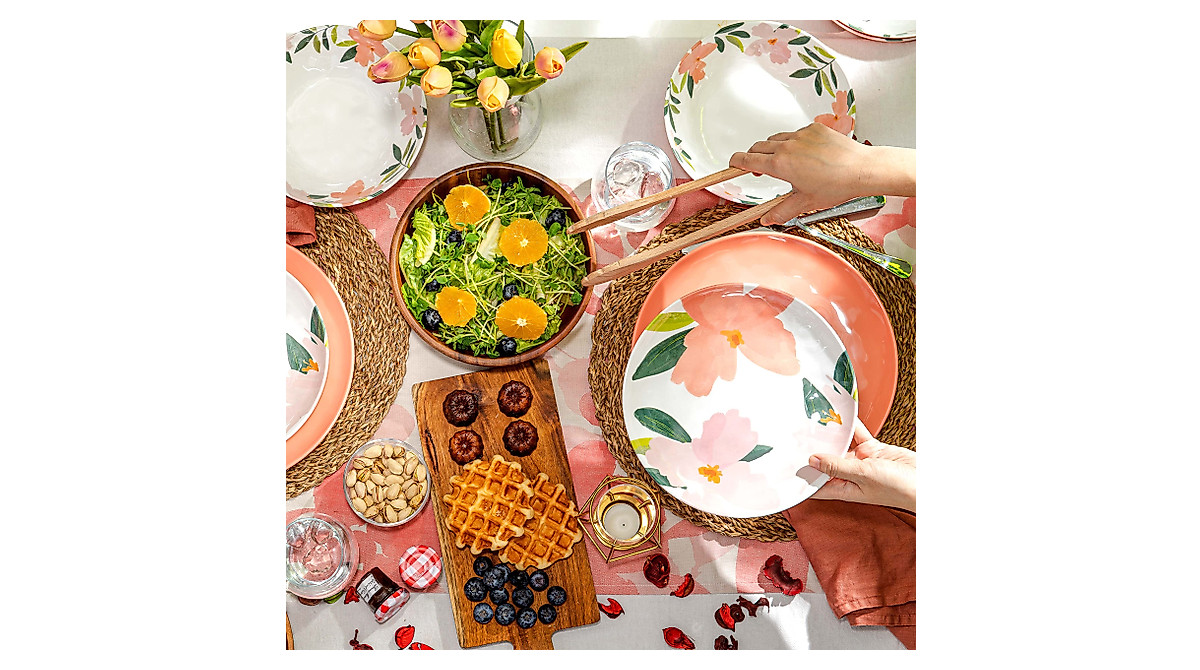 Zak Designs Blossom Apricot Dinnerware Set - 12 Pieces