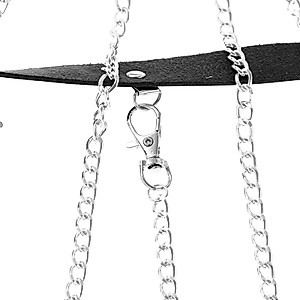 YiZYiF Men's Adjustable Leather Body Chest Harness Belt Clubwear with Fancy Buckles Chains Black One Size