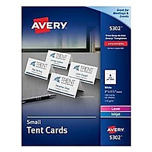 Avery Inkjet/Laser Tent Cards, 2 x 3 1/2, White, Box of 160