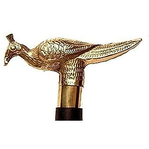 Halloween Handmade Brass Bird Designer Vintage Wooden Cane Walking Stick for Men & Women Stick (3 Fold Wooden Walking Cane )