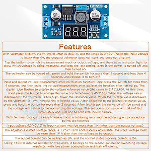 EC Buying LM2596 DC-DC Step-Down Voltage Module, Step-Down Converter, Adjustable Buck Converter Regulator Module with Digital Input 2.5V~40V Output1.25V~37V 3A/voltage Regulator with LED Display(2PCS)