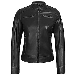 Decrum Womens Leather Jacket - Leather Jackets for Women | [1313764] Ddge Black, L