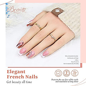 24Pcs Press on Nails Square Fake Nails French Tip Black Leaves False Nails with Designs Black Acrylic Glossy Nail Decorations Artificial Full Cover Glue on Nails Stick on Nails for Women Girls 24Pcs